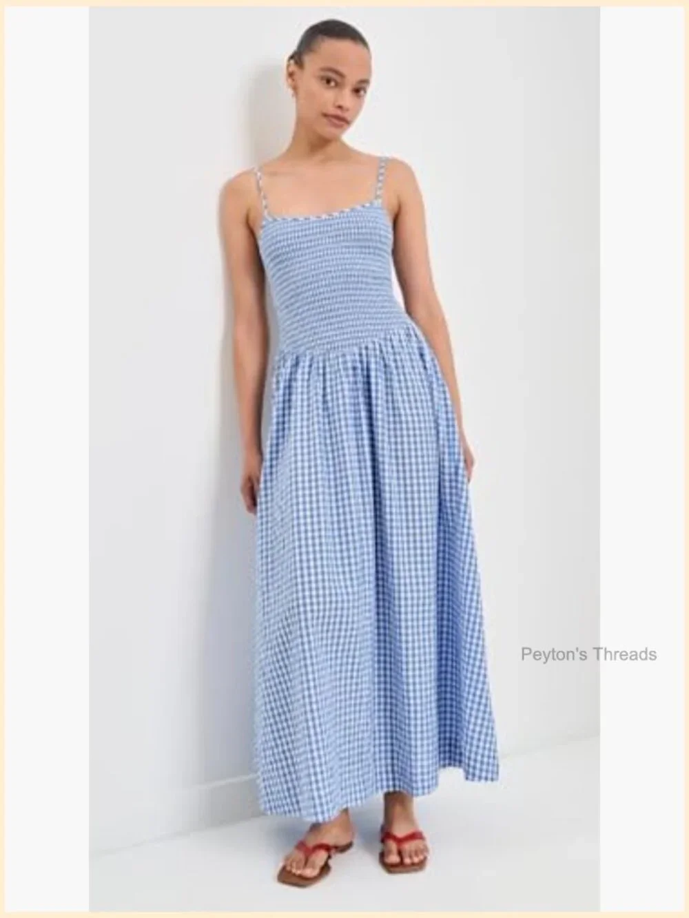 Dresses | Longline Smocked Bodice Maxi Dress Adjustable Strap Aline ...